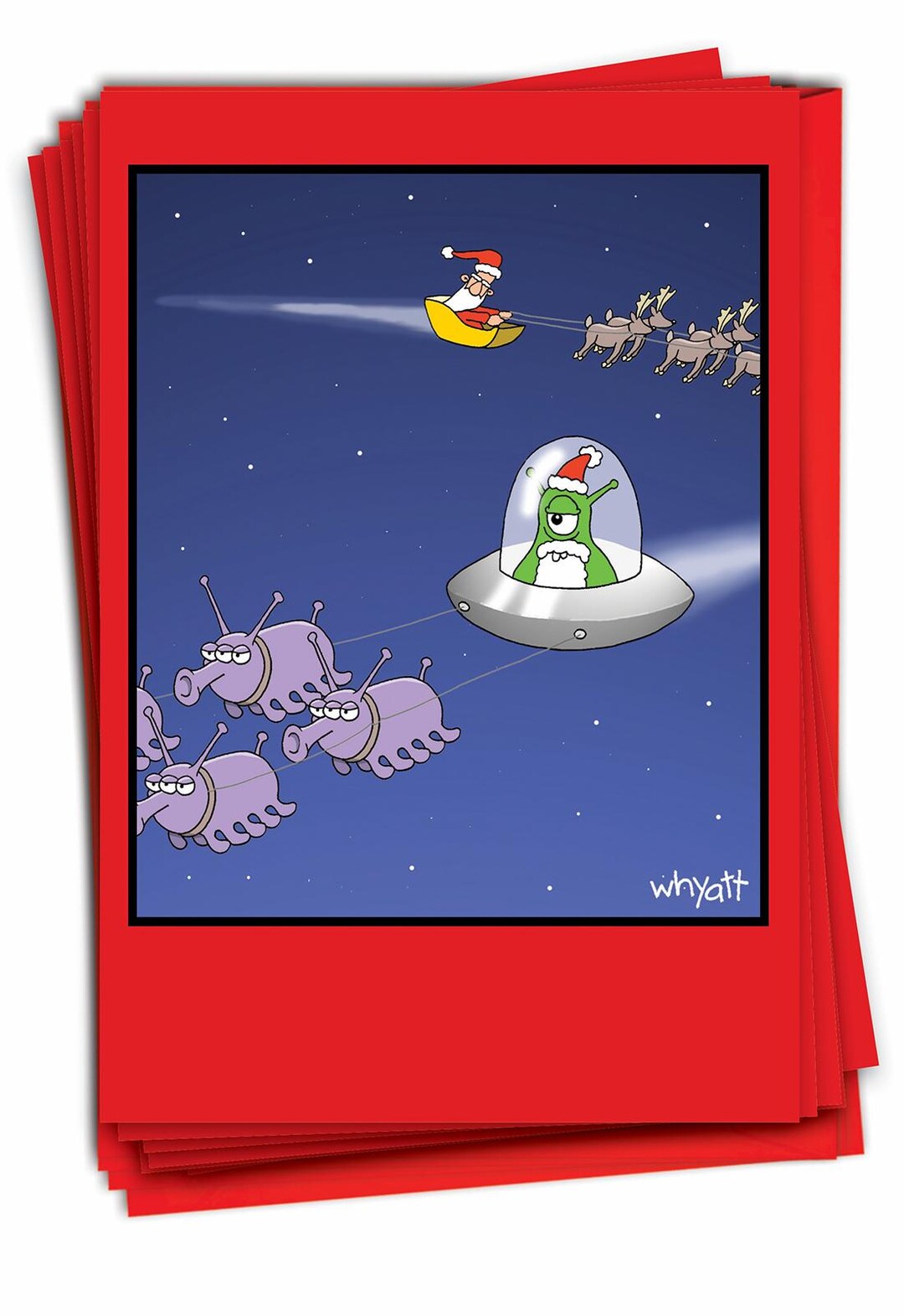 Alien Santa - 12 Funny Christmas Cards - Bulk Set, B1664 - Etsy