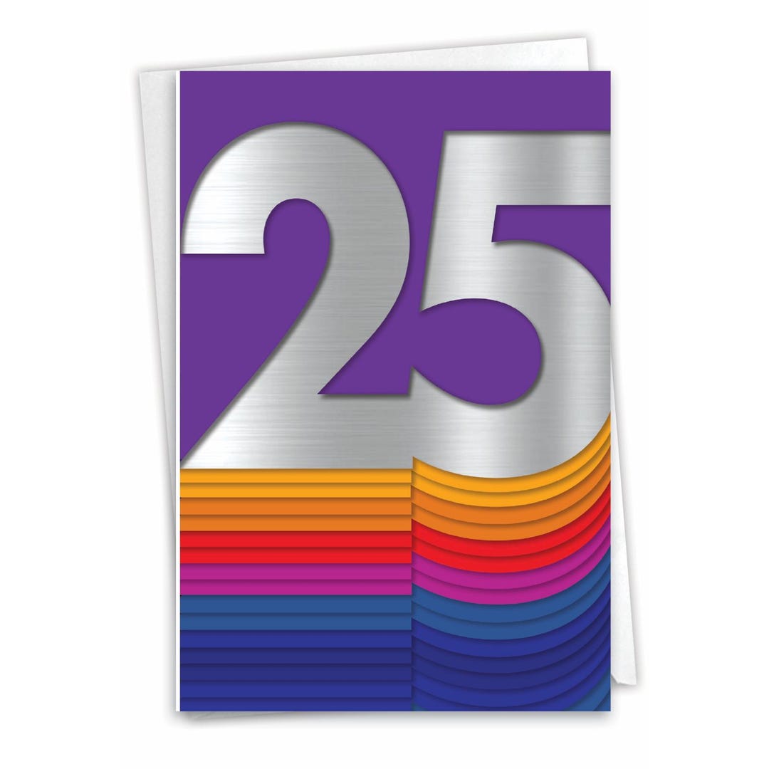 25th Milestone Anniversary Greeting Card With 5 X 7 Inch Envelope (1 ...