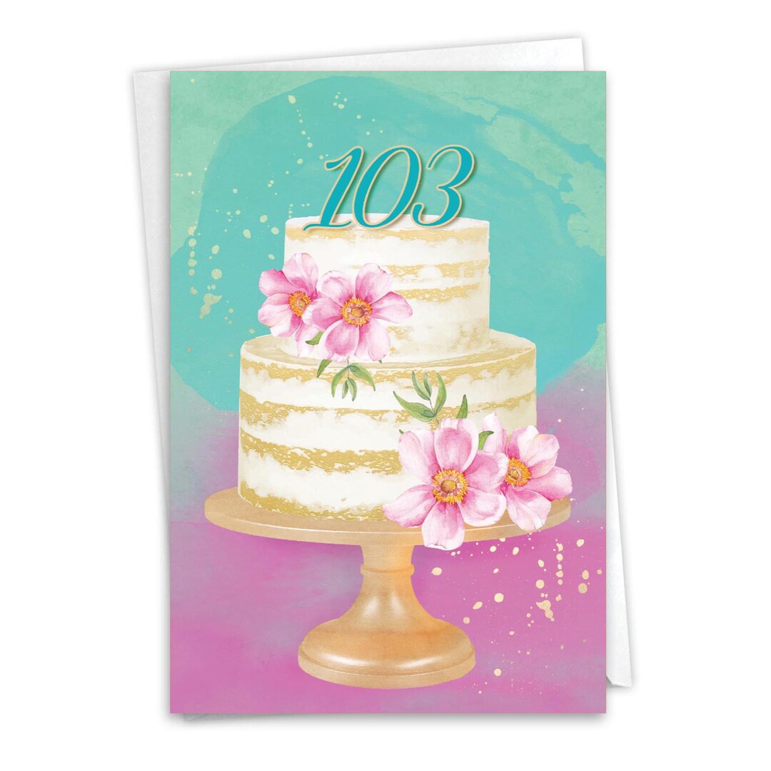 103th Birthday Milestone Paper Card (1 Card) Number Cake 103 | Envelope ...