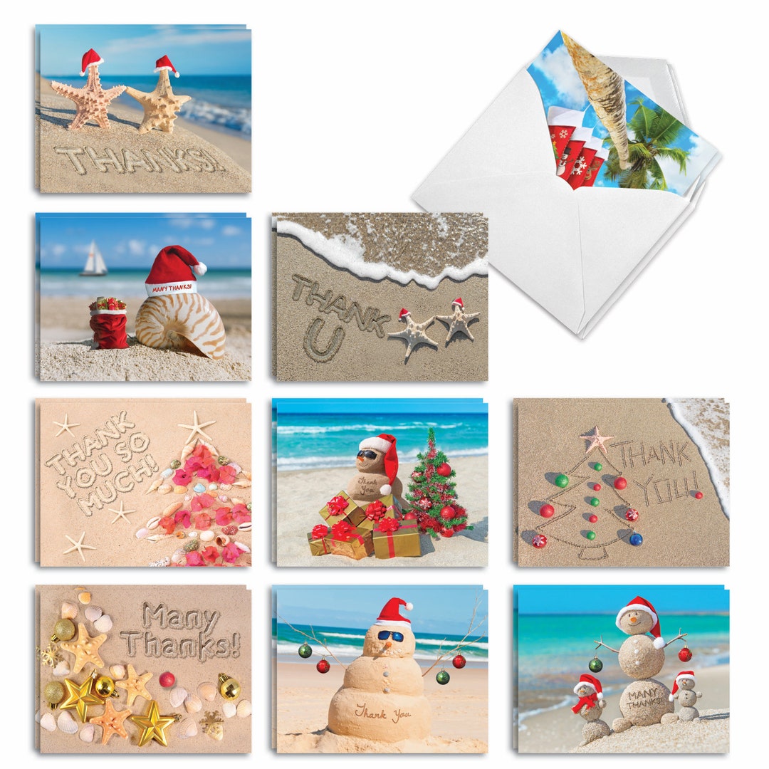 20 Assorted Christmas Thank You Notecards Bulk Pack 4 X 5.12 Inch With ...