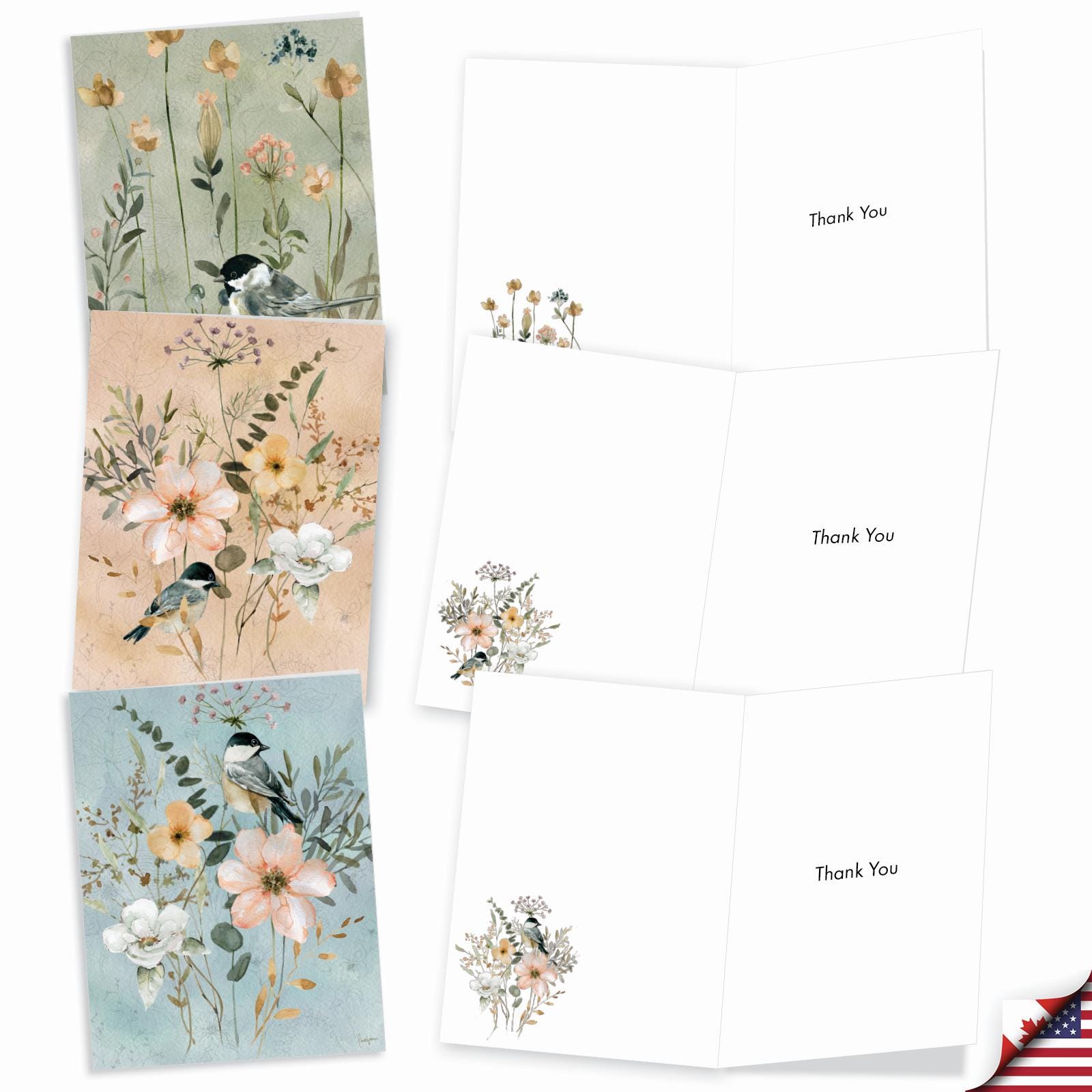 20 Assorted Thank You Notecards Bulk Set 4"x5.12"(10 Designs, 2 Each ...