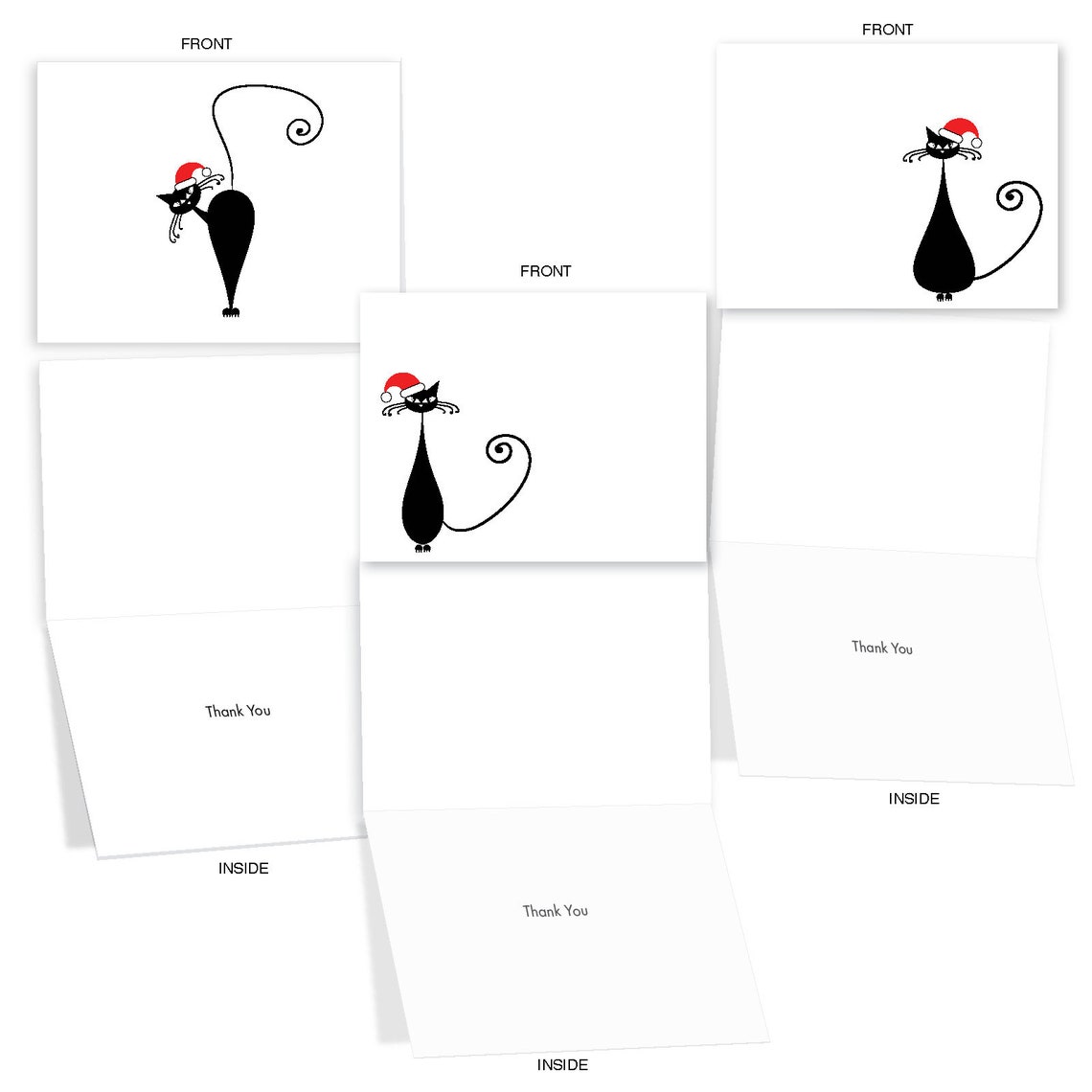 20 Assorted Christmas Thank You Notecards Bulk Pack 4 X 5.12 - Etsy