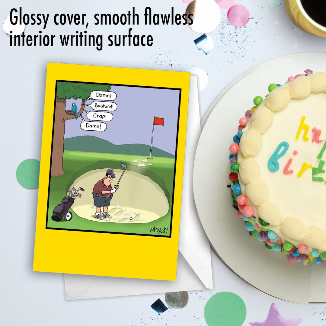 Funny Birthday Greeting Card W/ Envelope (1 Card) Bday Golf Bunker ...