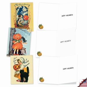 20 Assorted Halloween Note Cards Bulk Set 4x5.12" W/ Envelopes (10 ...