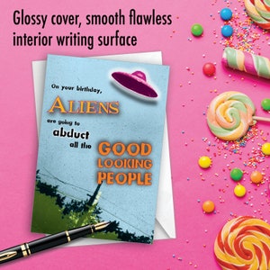 Funny Birthday Greeting Card With Envelope - Bday Aliens , for Him for ...