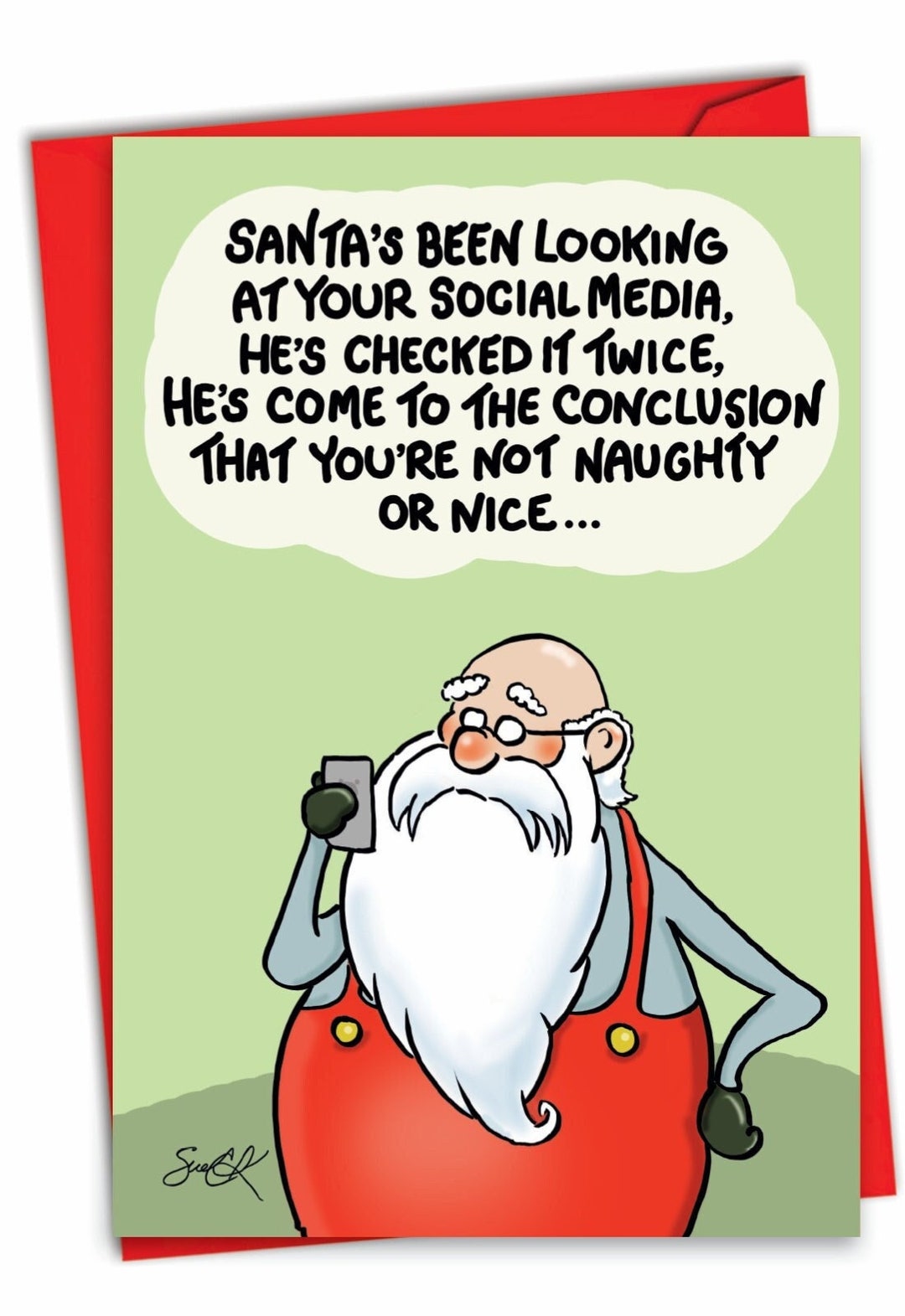 Funny Christmas Greeting Card With Envelope (1 Card) Merry Christmas ...