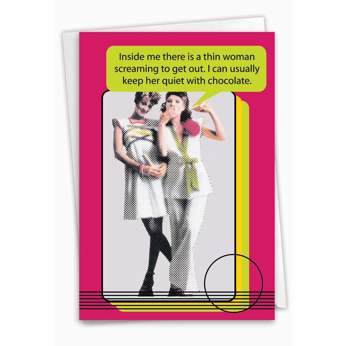 Funny Birthday Greeting Card With Envelope - Bday Thin Woman Screaming ...