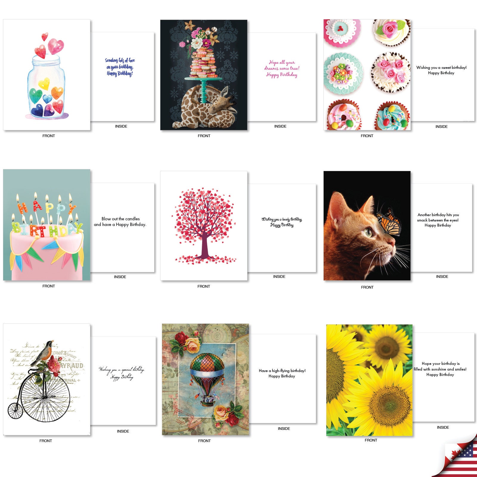 36 Assorted Birthday Note Cards Bulk Set 4 X 5.12 Inch With Envelopes ...