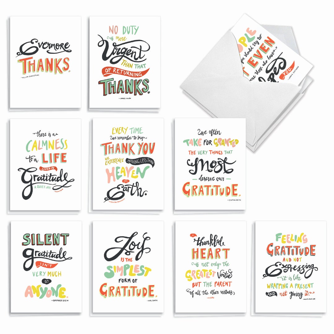 20 Assorted Blank Thank You Notecards Bulk Pack 4 X 5.12 Inch W ...