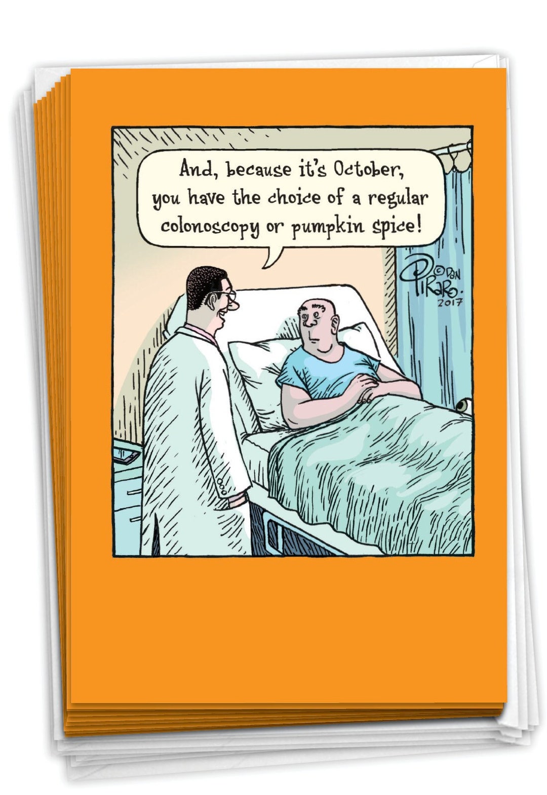12 Funny Halloween Greeting Cards Set With Envelopes 1 Design 12 Each Pumpkin Spice Colonoscopy