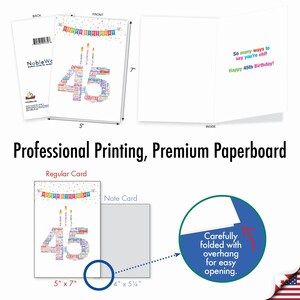 45th Milestone Birthday Paper Card With 5 X 7 Inch Envelope (1 Card ...
