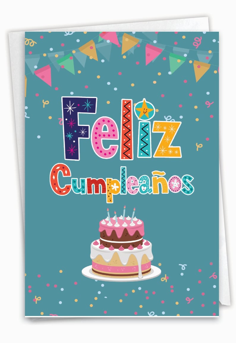 Spanish Birthday Greeting Card With 5 X 7 Inch Envelope (1 Card ...