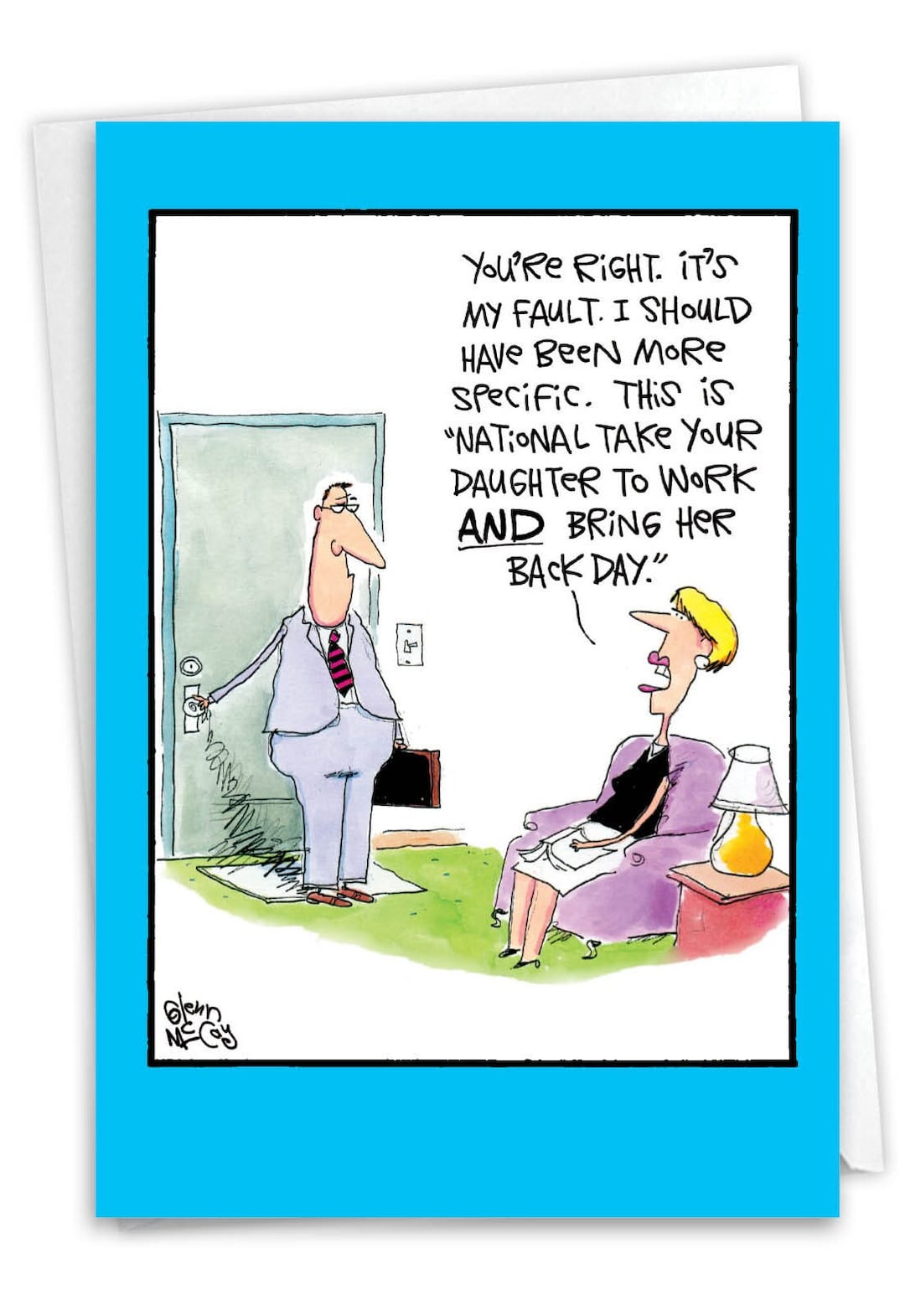 Funny Father's Day Greeting Card With Envelope Dad Daughter to Work ...