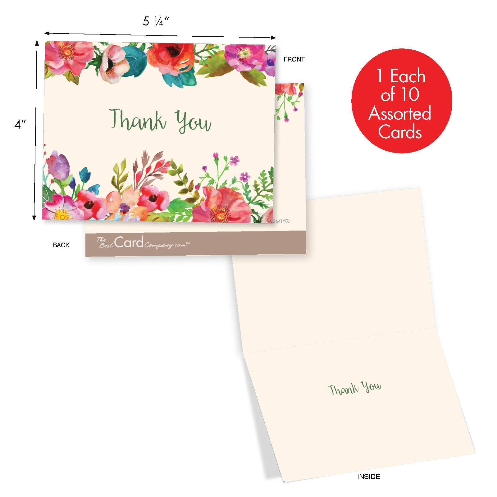 10 Assorted Thank You Notes Bulk Pack Set 4 X 5.12 Inch With - Etsy