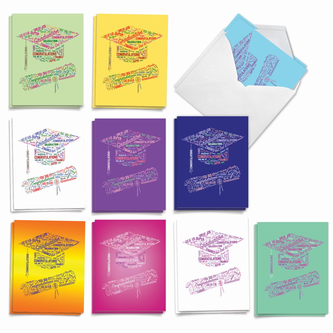 20 Assorted Graduation Notecards Bulk Bulk Pack 4 X 5.12 Inch W ...