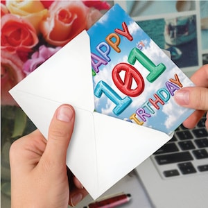 101th Milestone Birthday Greeting Card With 5x7 Inch Envelope ...