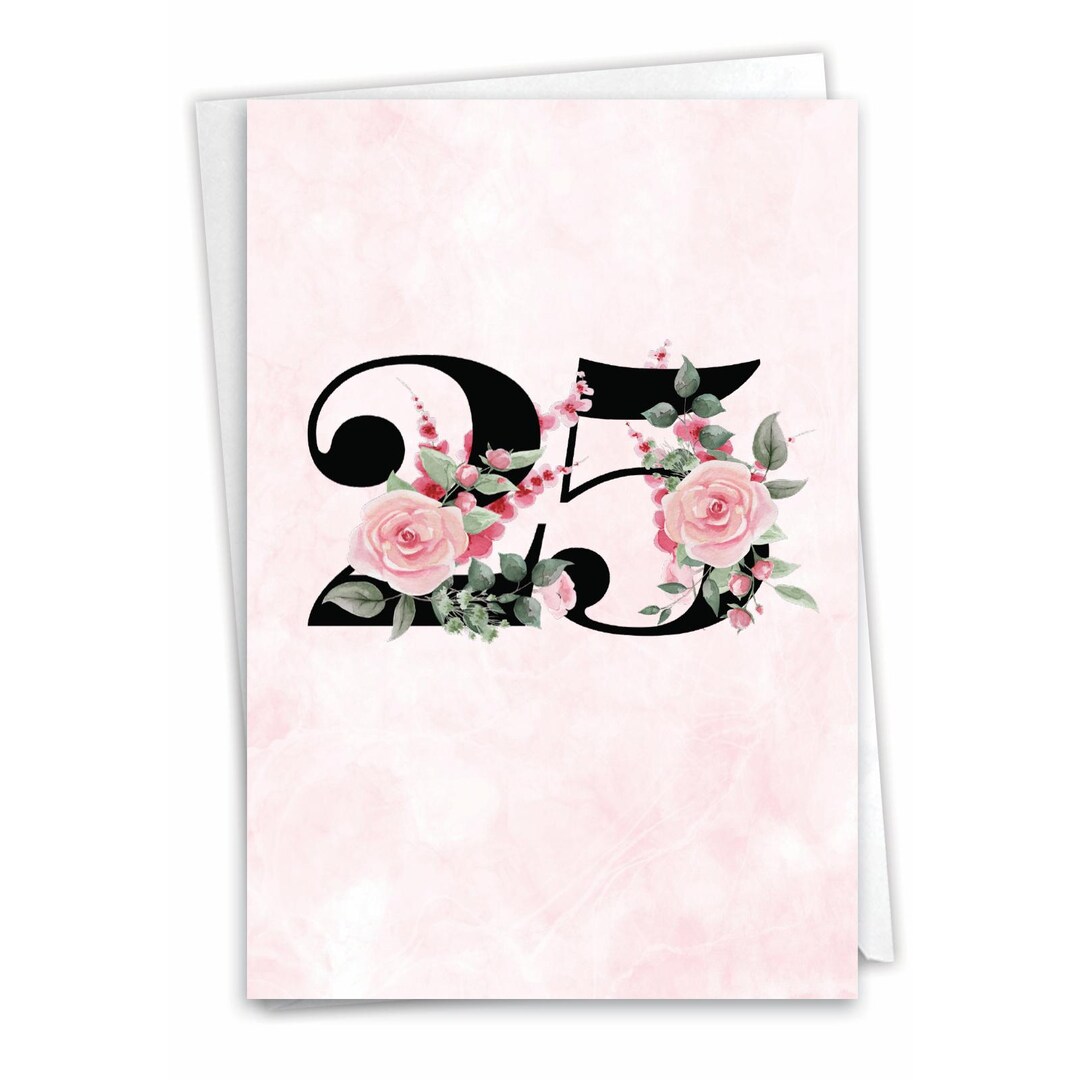 25th Milestone Anniversary Greeting Card With 5 X 7 Inch Envelope (1 ...