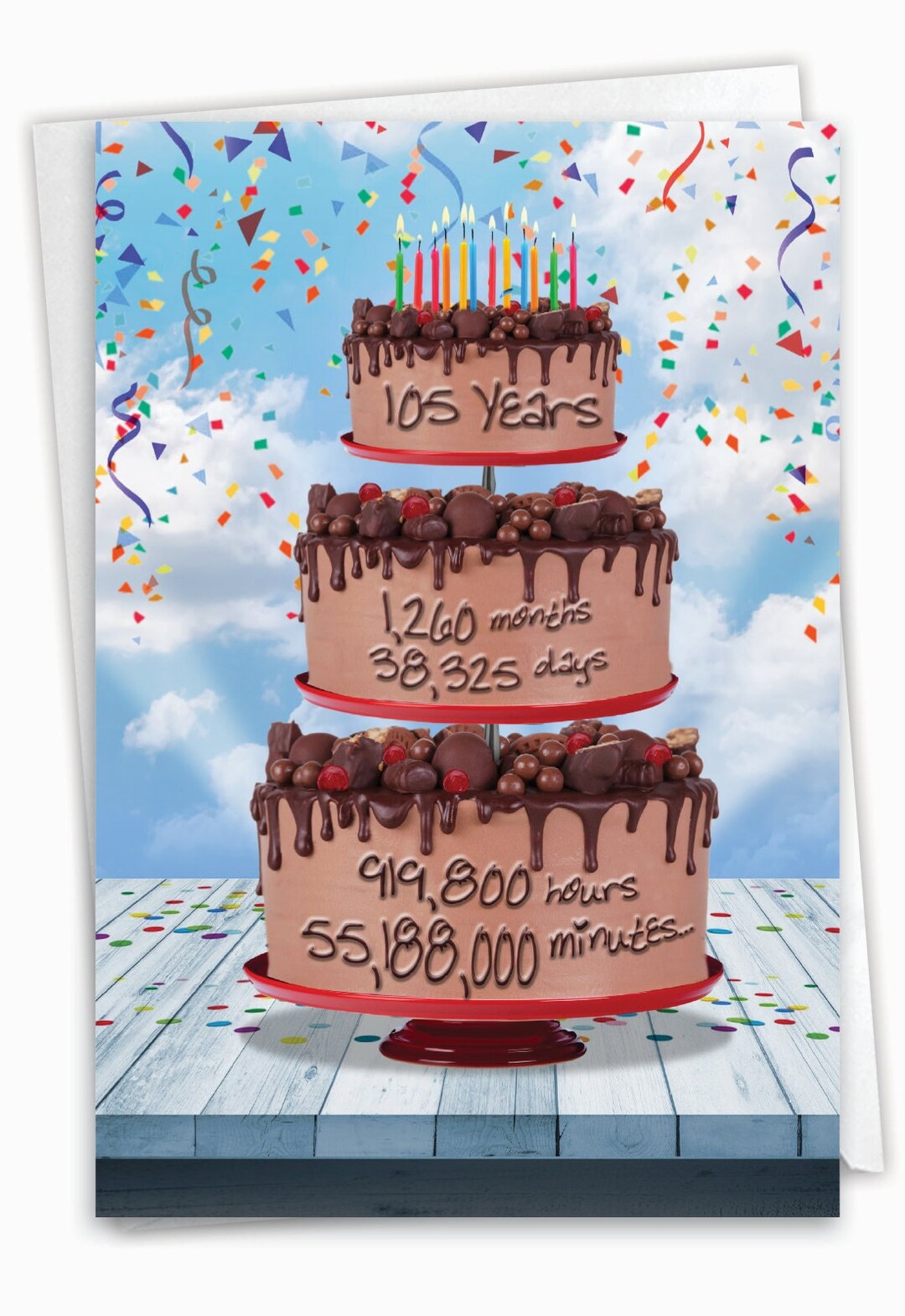 Funny 105th Milestone Birthday Paper Card W/ Envelope - 105 Year Time ...