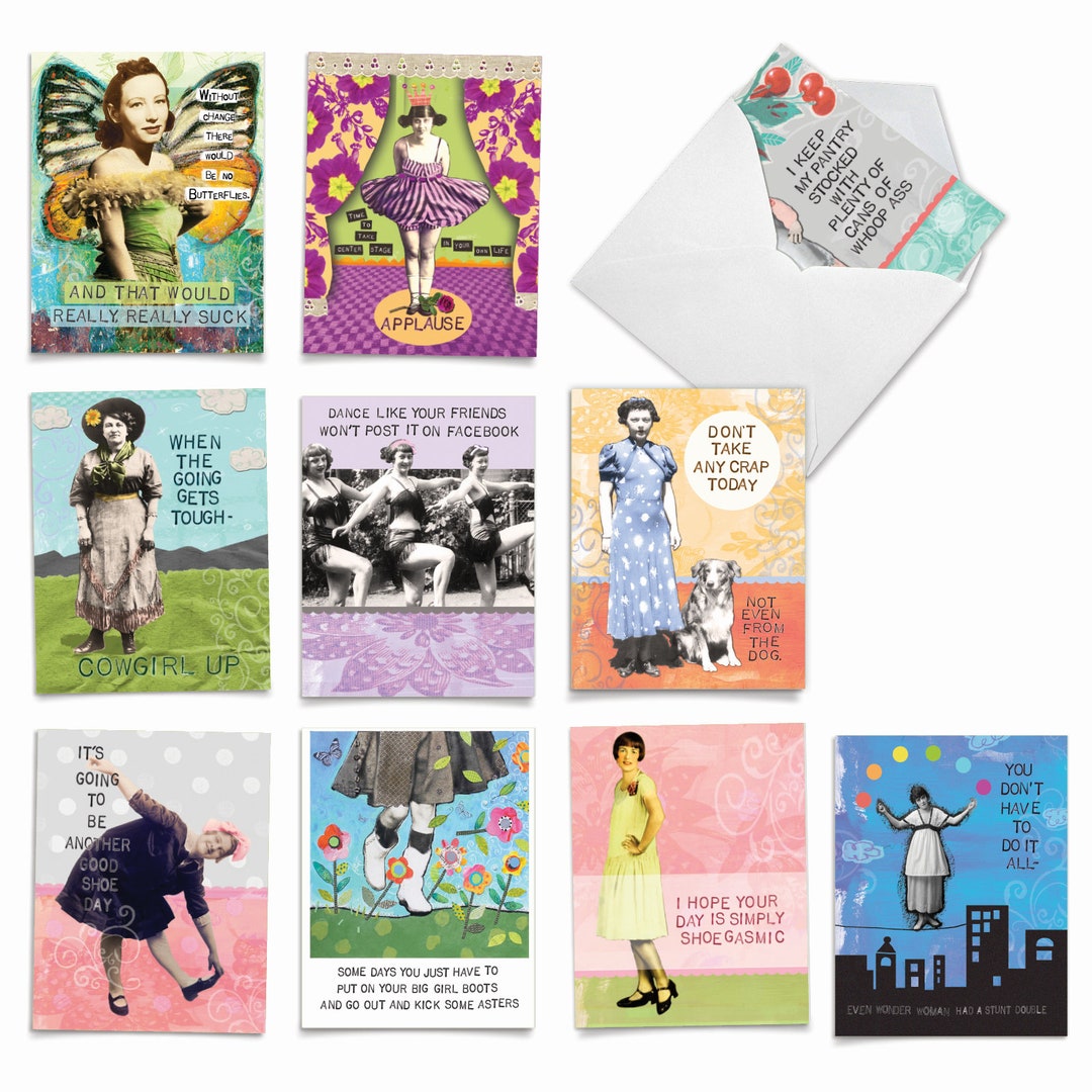 10 Assorted Blank Notecards Bulk Set 4 X 5.12 Inch With Envelopes (10 Designs, 1 Each) BODACIOUS ...