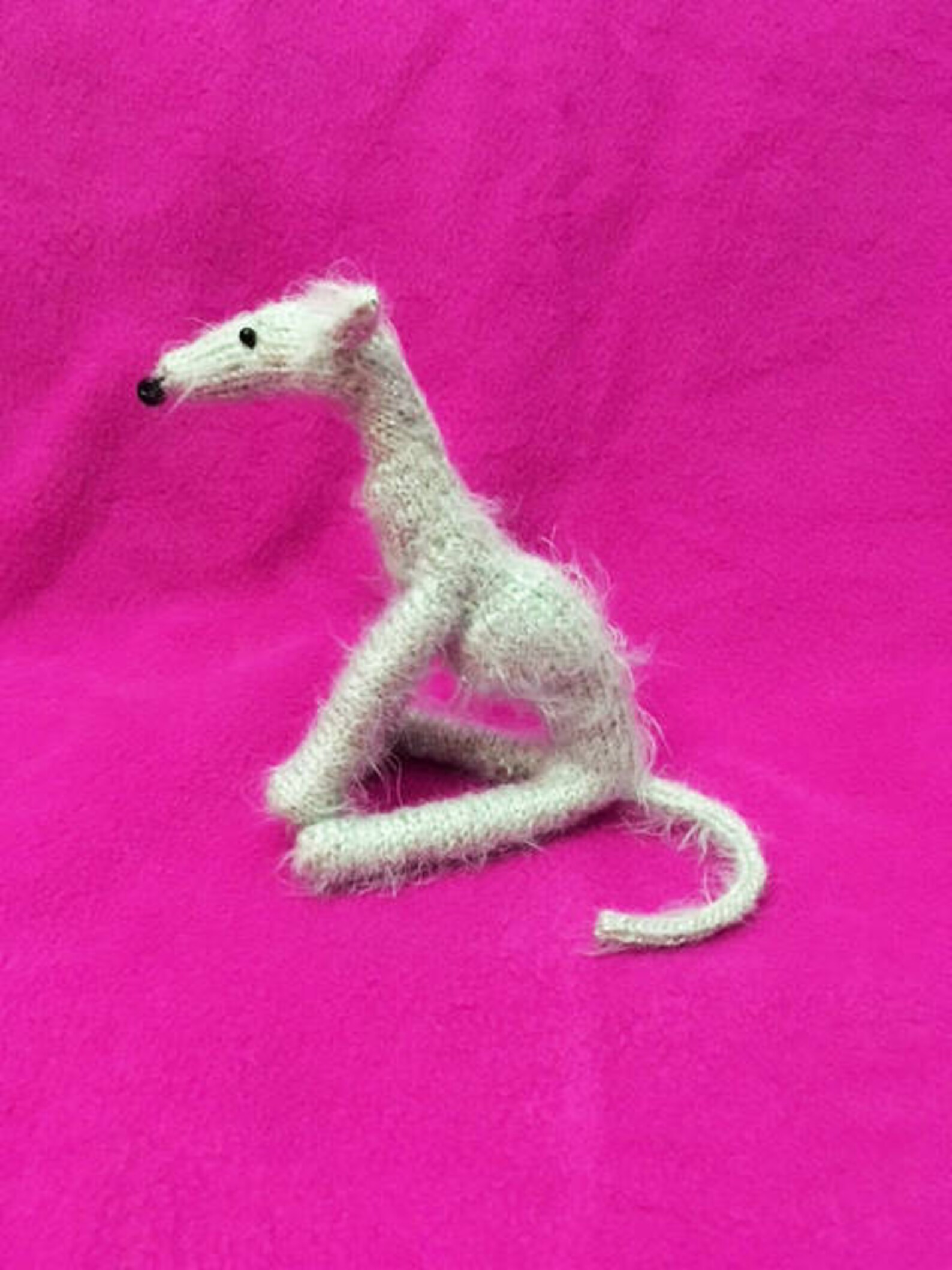 Lurcher Fluffy Scruffy Hairy Hand Knitted Sighthound Silver | Etsy