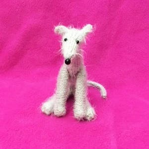 Lurcher Fluffy Scruffy Hairy Hand Knitted Sighthound Silver Light Grey ...