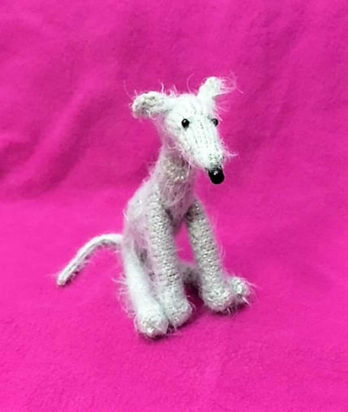 Lurcher Fluffy Scruffy Hairy Hand Knitted Sighthound Silver | Etsy