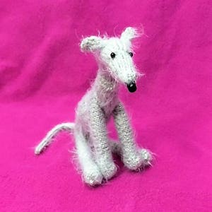 Lurcher Fluffy Scruffy Hairy Hand Knitted Sighthound Silver Light Grey ...