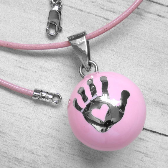 22mm Pink Resin and Silver Baby Handprint Harmony Ball Gentle - Etsy