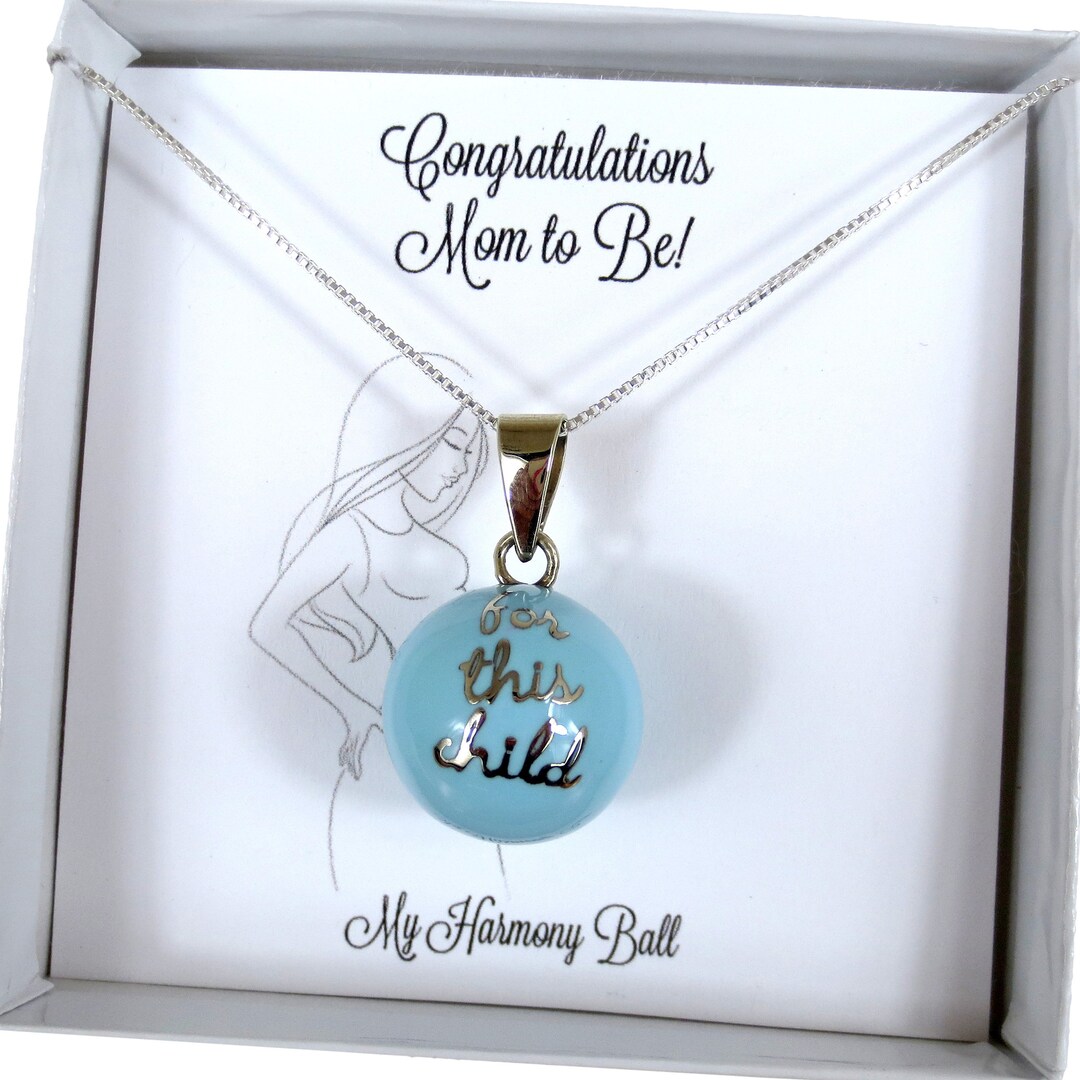 22mm Blue Resin & Silver Prayer Harmony Ball, "for This Child/we Have ...