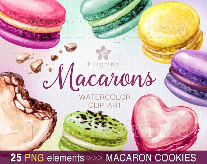 Set of 2 Original Hand Painted Watercolor Macarons Bookmarks, Handmade ...