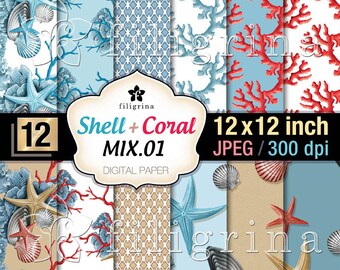 Coral Digital Paper - Etsy