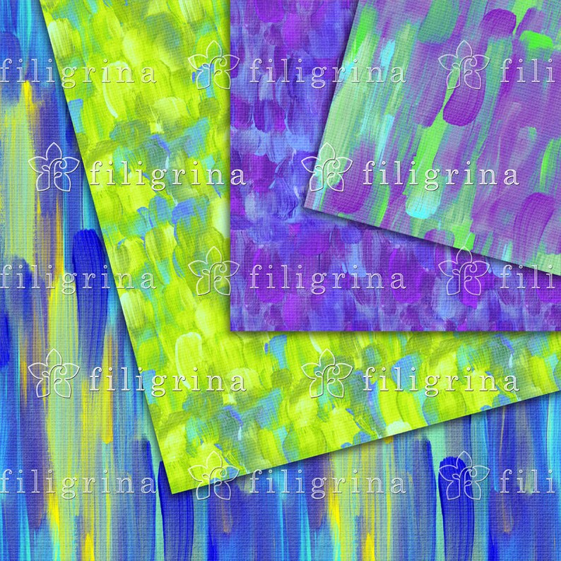 RAINBOW BRUSH Strokes Digital Paper. Creative Art Canvas. Painted ...