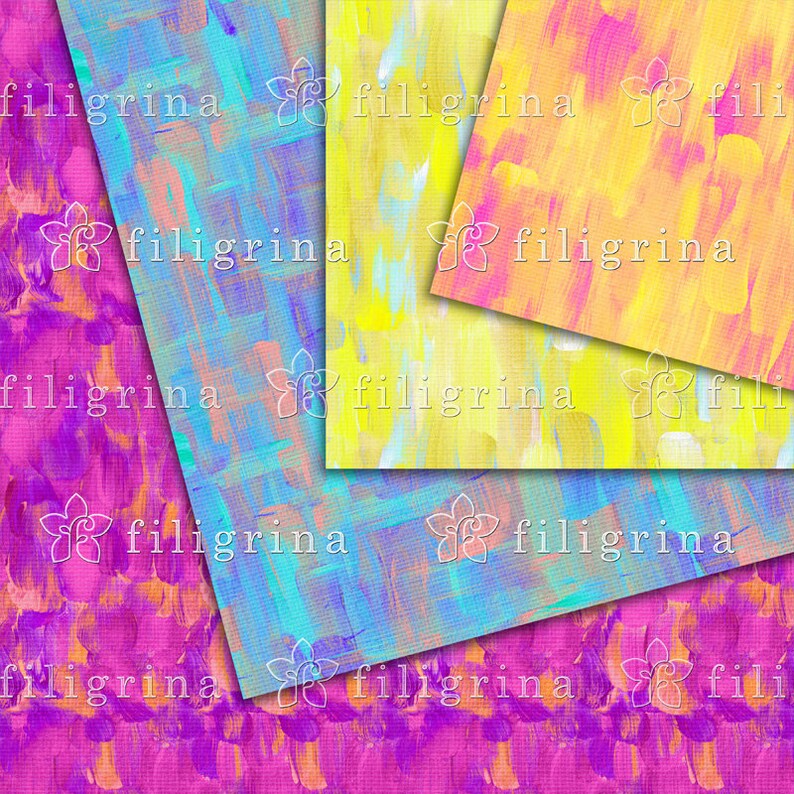 RAINBOW BRUSH Strokes Digital Paper. Creative Art Canvas. Painted ...