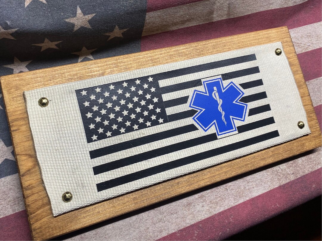Fire Hose EMS EMT PARAMEDIC Flag Wall Sign Handmade Firefighter ...
