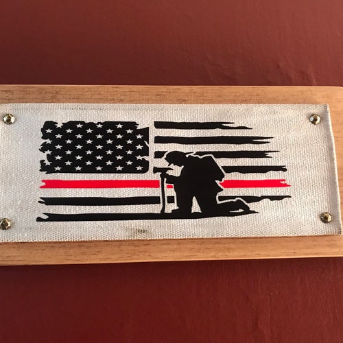 Firefighter Red Line Flag Sign Firefighter Gift - Etsy