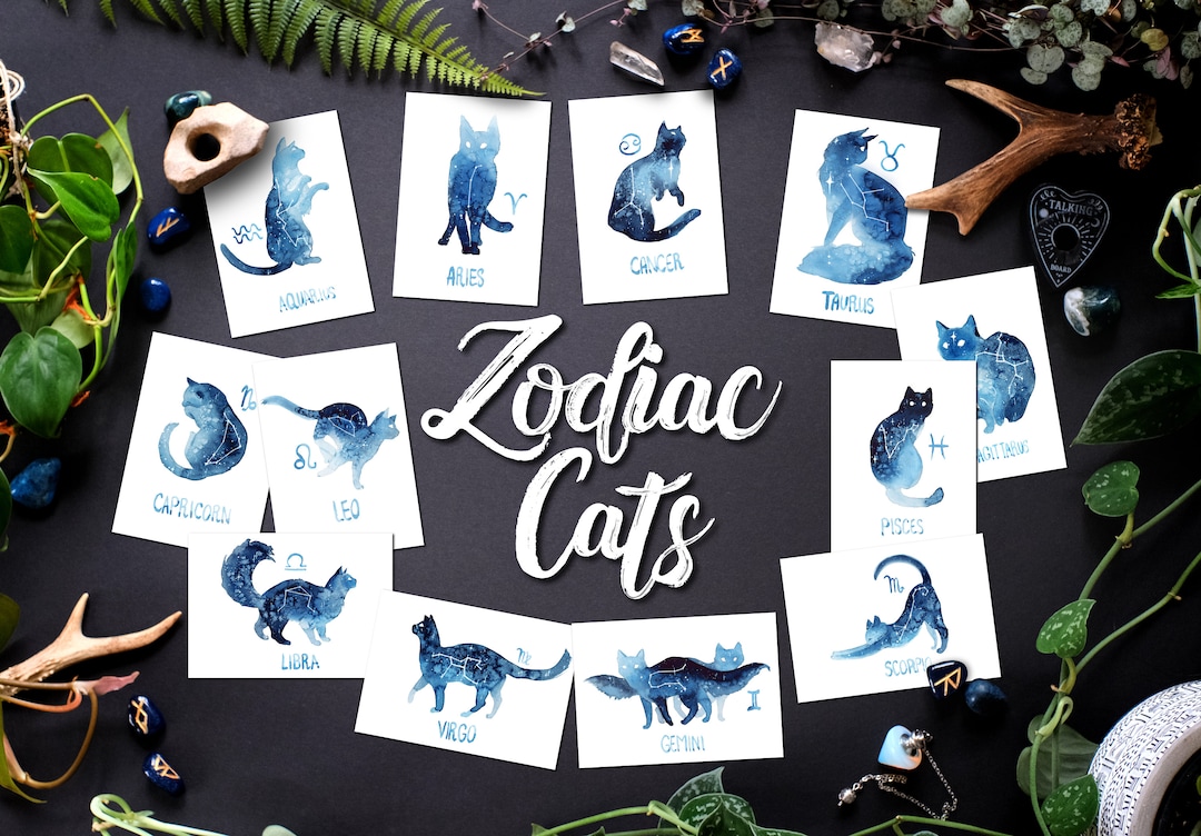 A6 Zodiac Cats Cards - Watercolor Print - Astrological Signs ...
