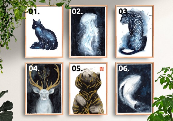 A3 Watercolor Prints Home Decor Modern Art Animal | Etsy