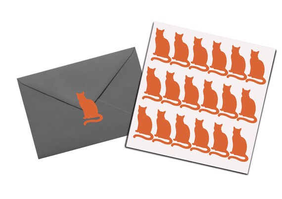 Cat Stickers Sitting Cat Envelope Seal Vinyl Sticker Vinyl | Etsy