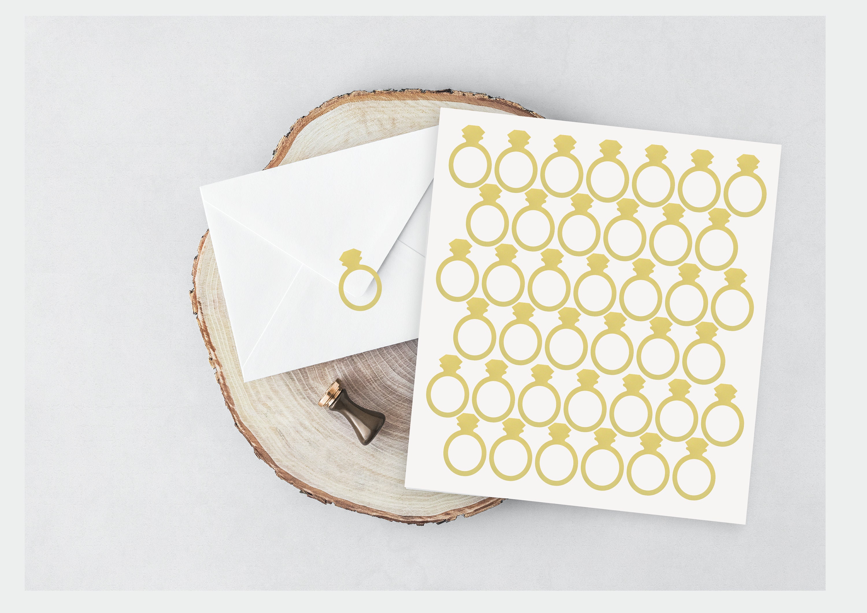 Diamond ring stickers engagement vinyl envelope seal wedding | Etsy