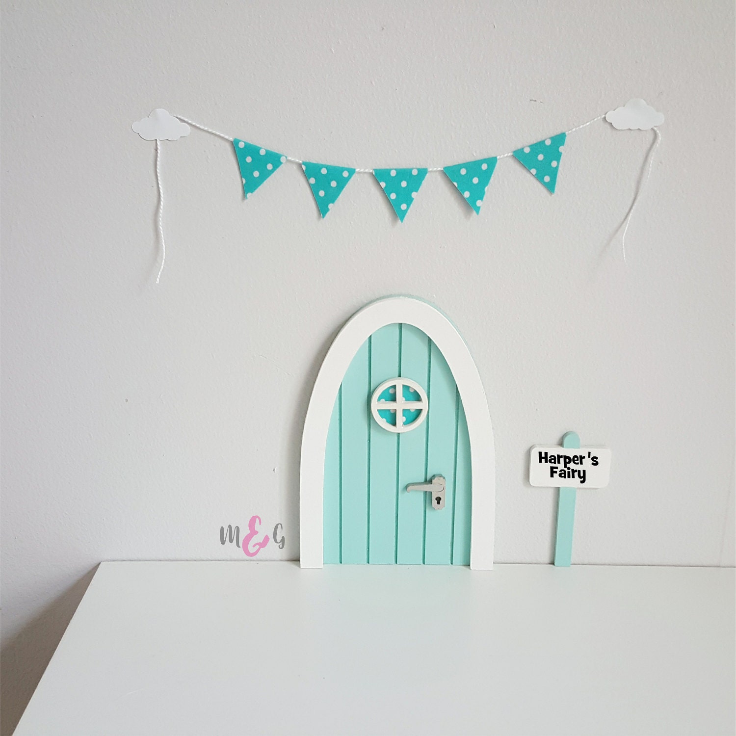 Personalised pastel blue Fairy door great decor for childrens | Etsy