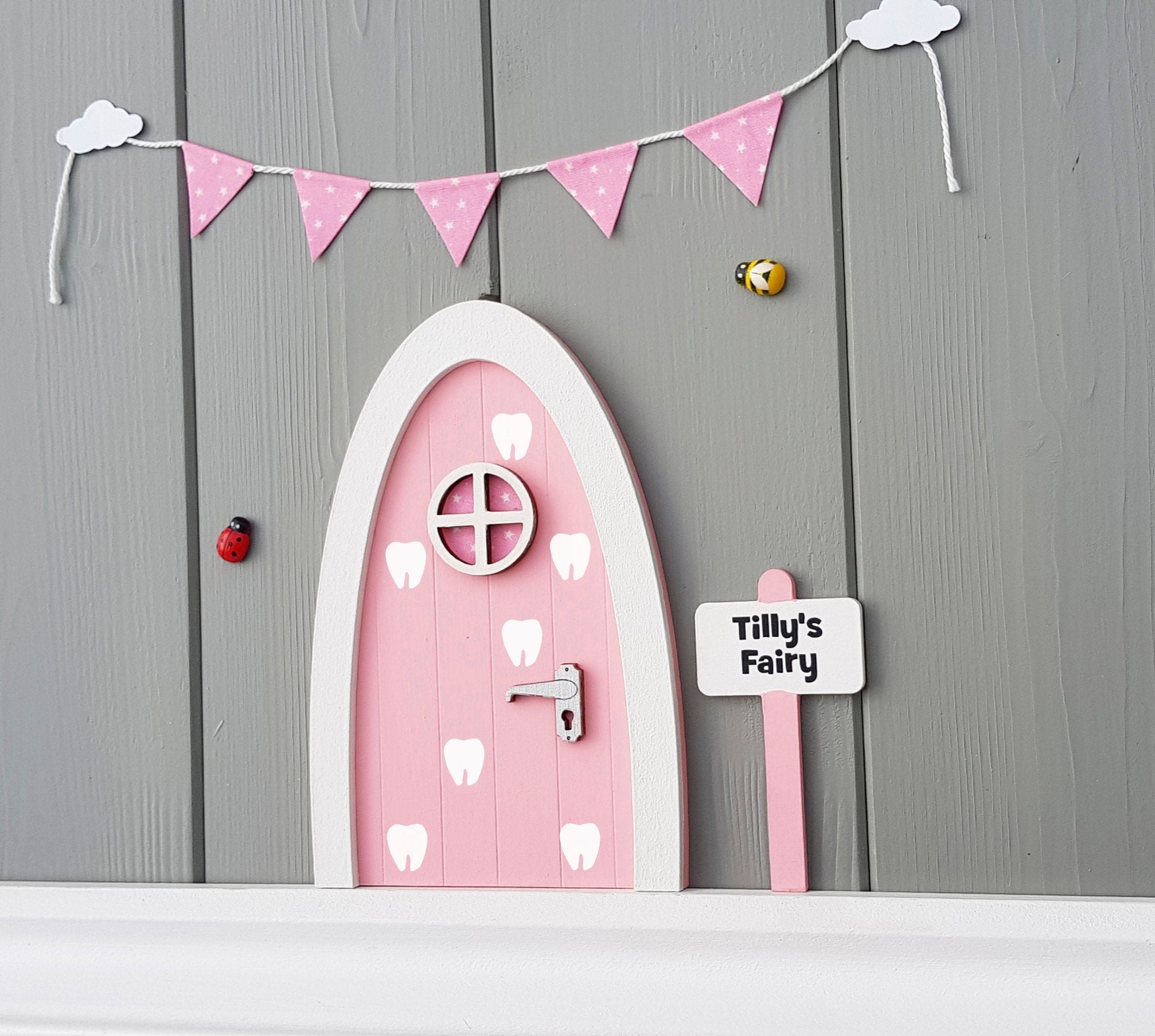 Personalised Fairy Door Tooth Fairy Pink With Miniature - Etsy