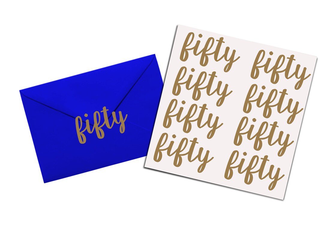Fifty Envelope Seal 50 Birthday Party, Favour Stickers, Number Stickers ...