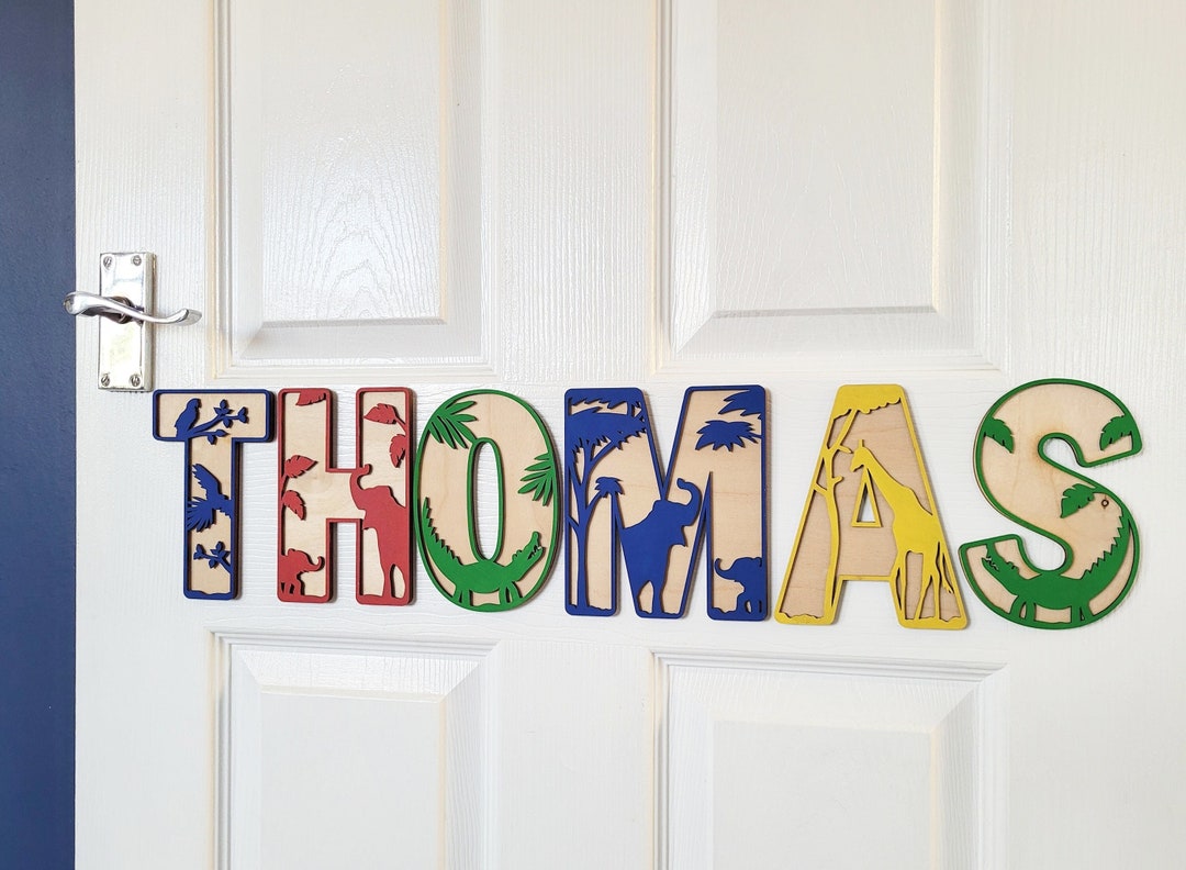 Safari Letters Personalised Signs for Kids Room Jungle Letters Animal ...