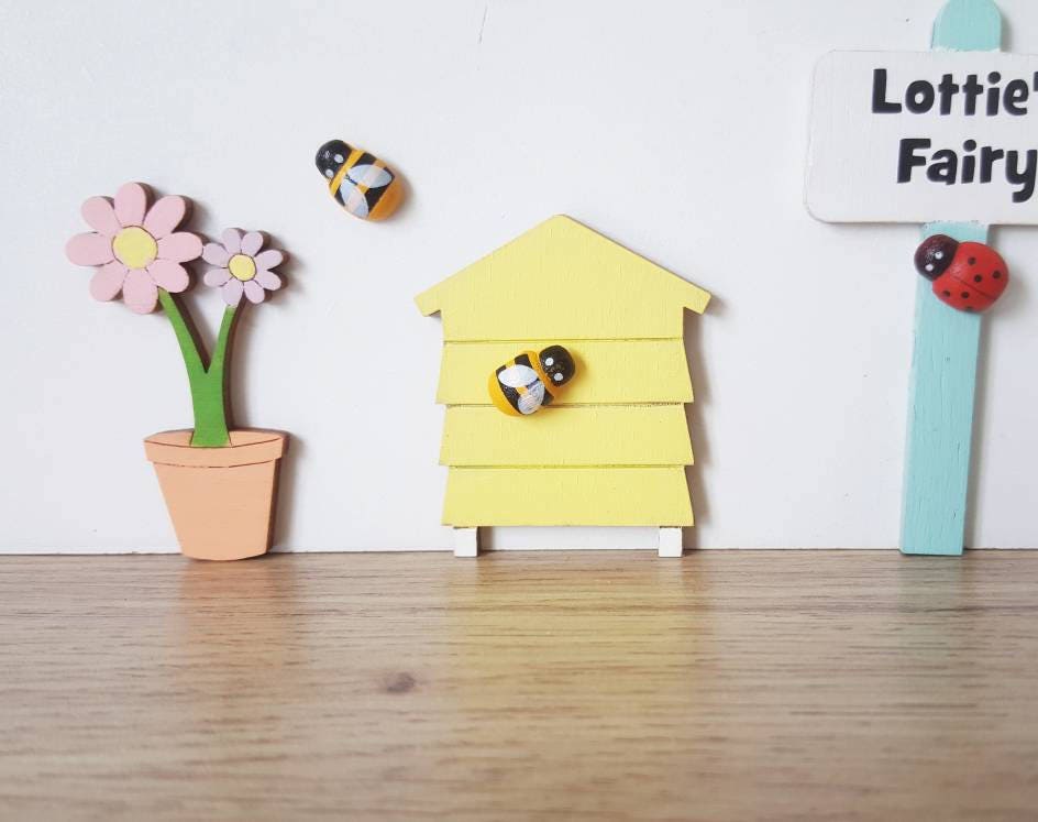 Fairy Door Beehive With 2 Mini Bees Fairy Door Accessory | Etsy