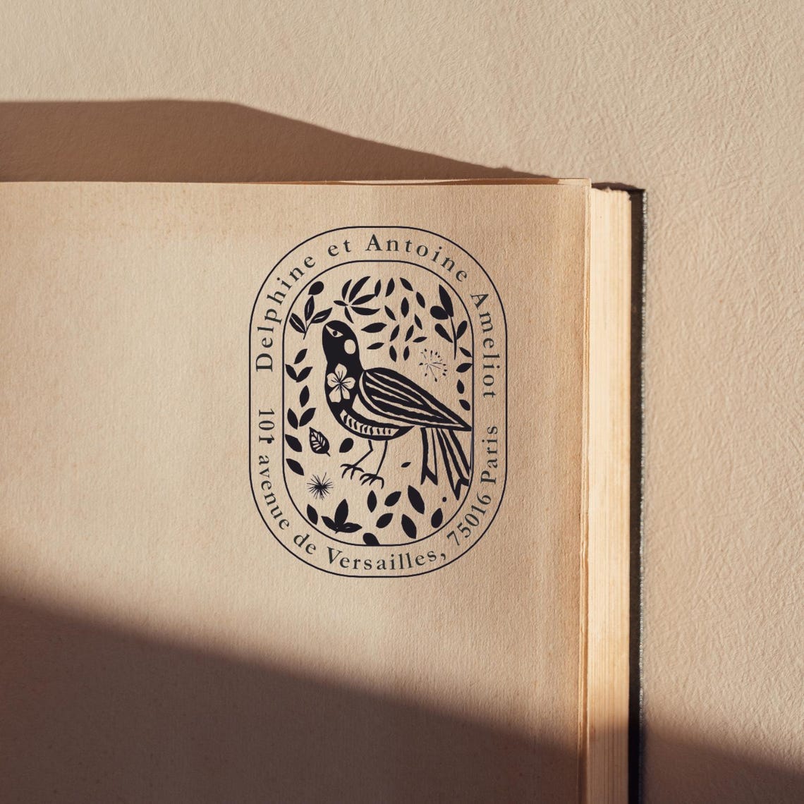 Customizable Address Stamp the Flowery Bird, Personalized Stamp, Mail ...