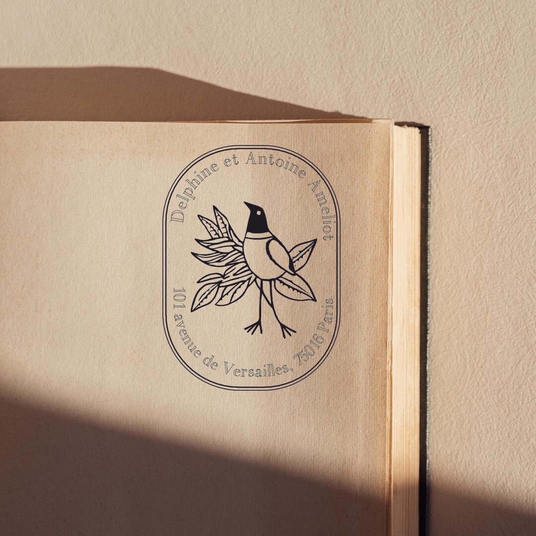 Customizable Address Stamp the Flowery Bird, Personalized Stamp, Mail ...
