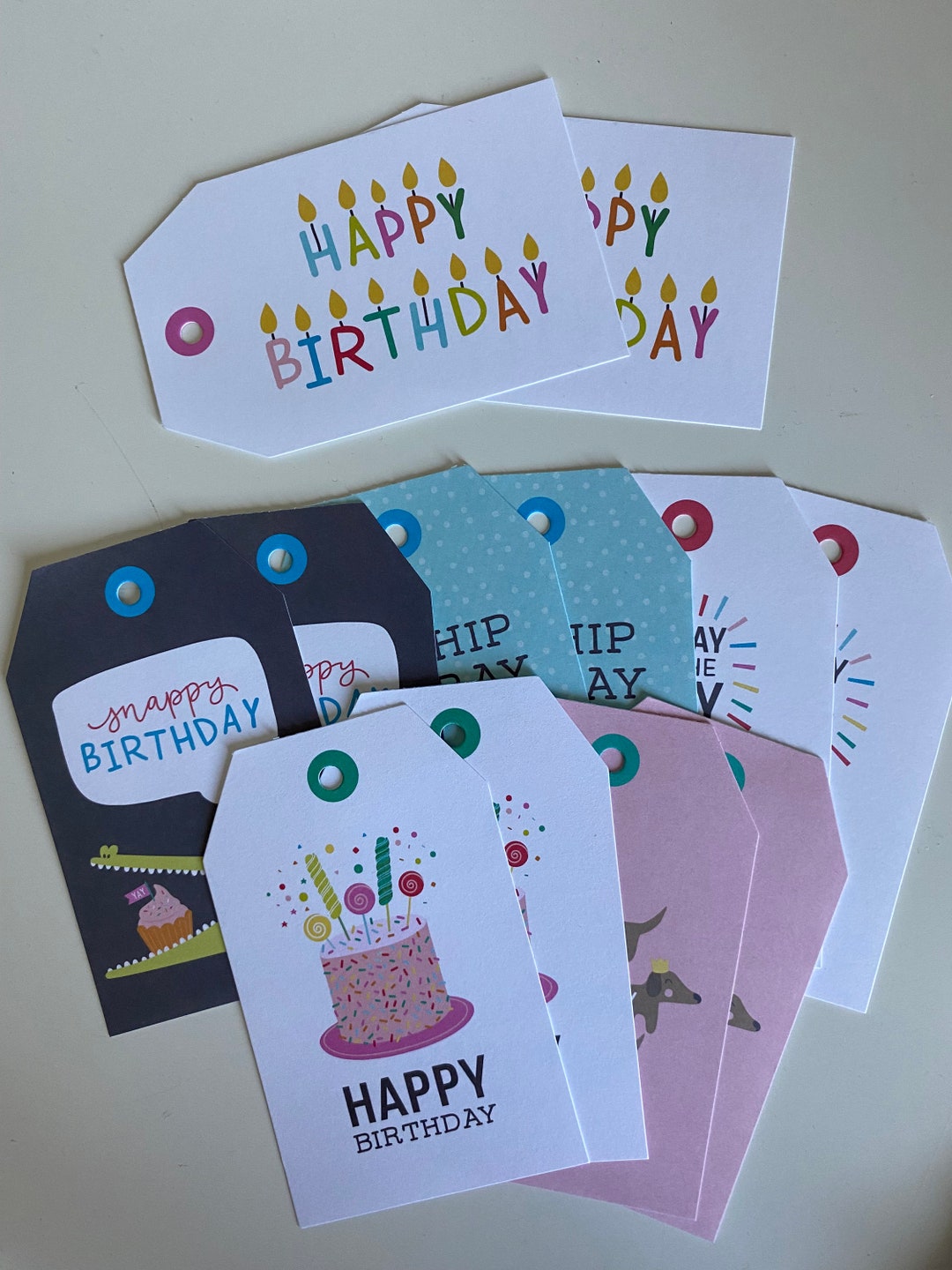 Pebbles "birthday Wishes" Paper Tags, 12 Pieces, New - Etsy