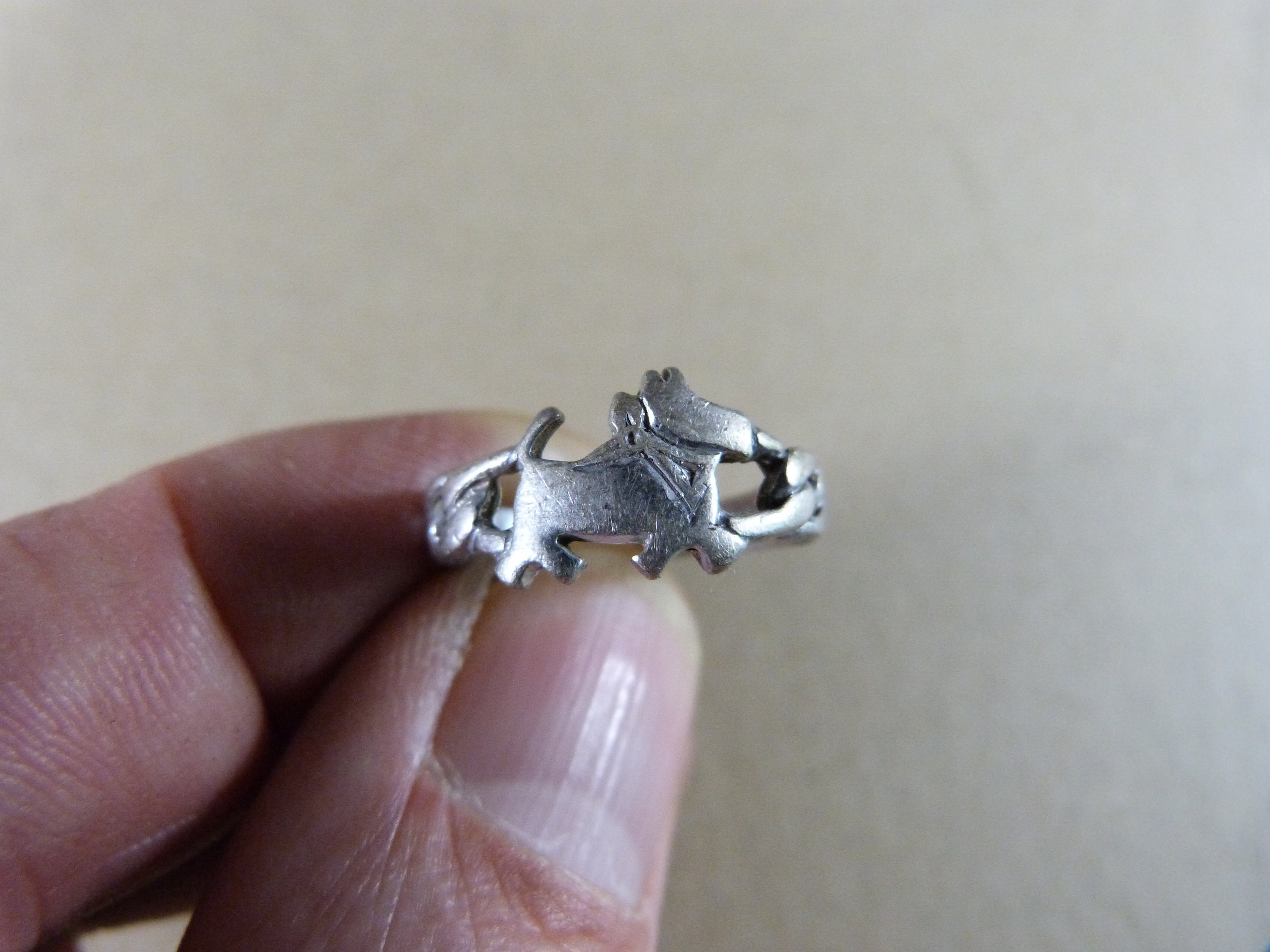 BAGUE Chien Chipie Argent massif poinçon .925 Anneau alliance TAILLE 51 ...