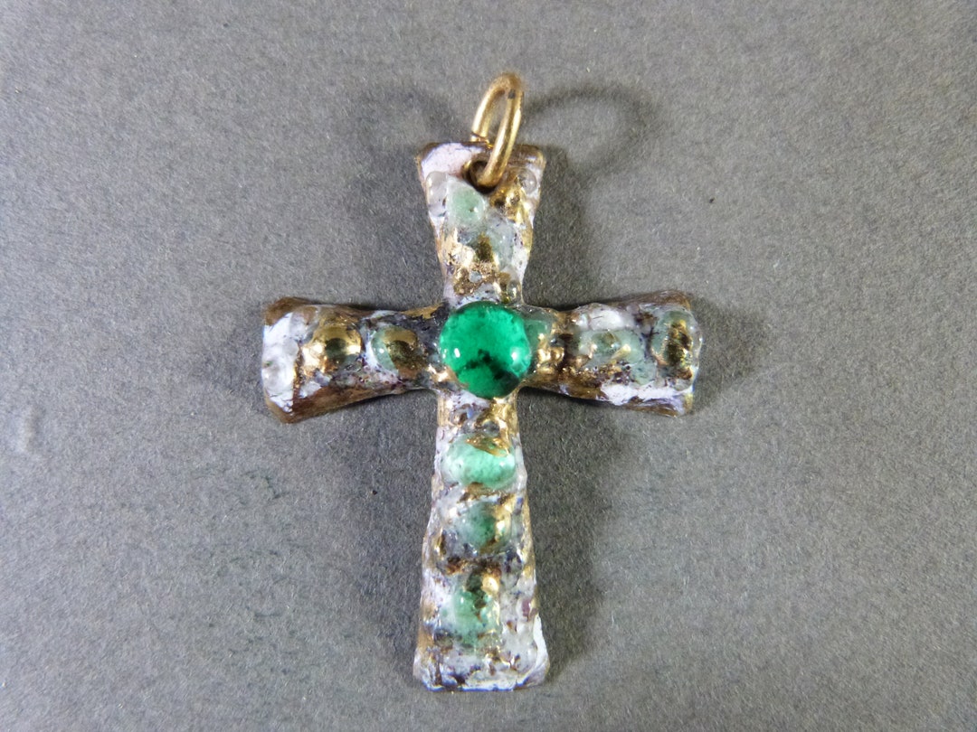French Vintage Enameled Religious Cross - Etsy UK