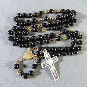 Antique Rosary Black Jet Pearls Beads Crucifix Rosary Aluminum Cross - Etsy